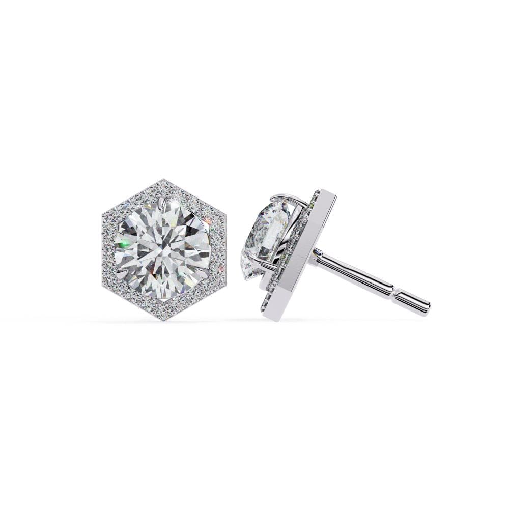 Hexagon Stud Earrings | Elegant Lab-Grown Diamond Designs